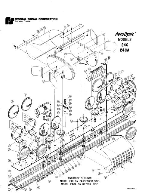 Federal Signal AeroDynic Lightbar 24C 24CA - Parts List