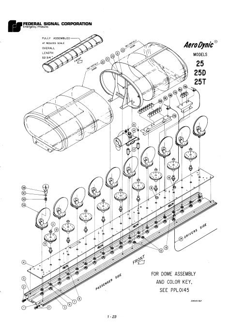 Federal Signal AeroDynic Lightbar 25 25D 25T - Parts List