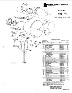 Federal Signal Electronic Megaphone Model Voice Gun - Parts List.