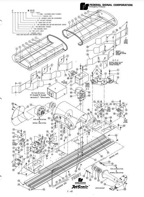 Federal Signal JetSonic Lightbar Model J - Parts List