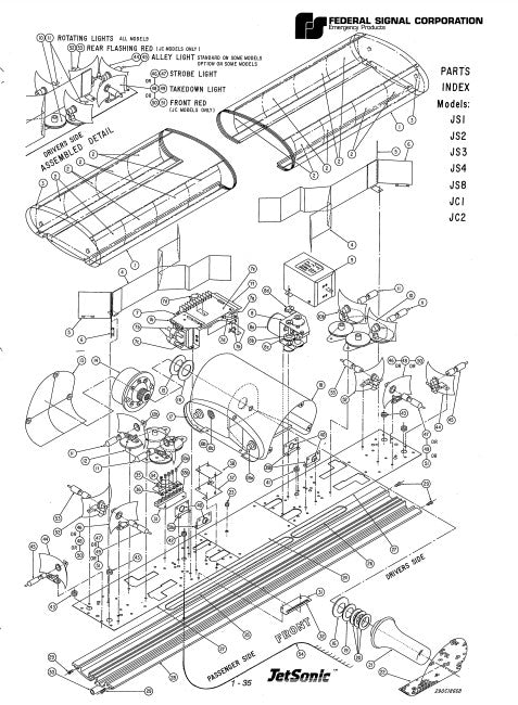 Federal Signal JetSonic Lightbar Model JS1 JS2 JS3 JS4 JS8 JC1 JC2 - P